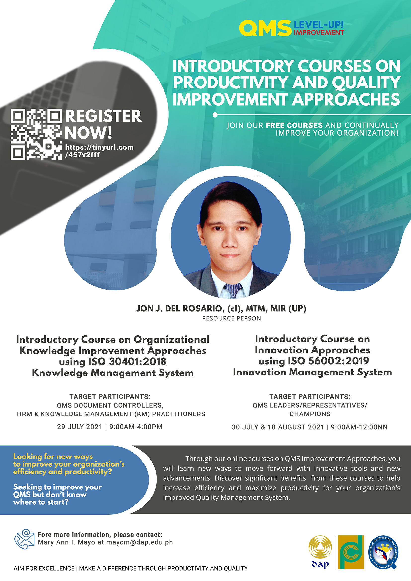 DAP offers free introductory courses to assist the public sector in ...