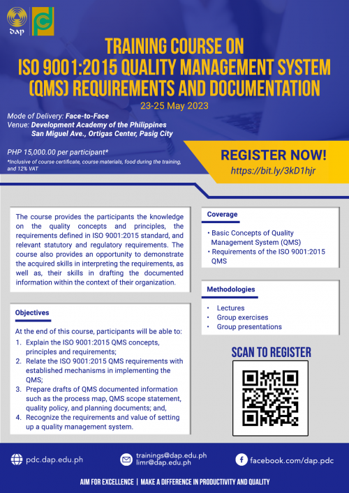 Training Course on ISO 9001:2015 QMS Requirements and Documentation ...