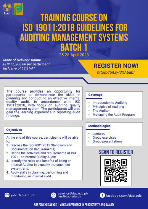 Training Course on ISO 19011:2018 Guidelines for Auditing Management Systems (Batch 1) – Online ...