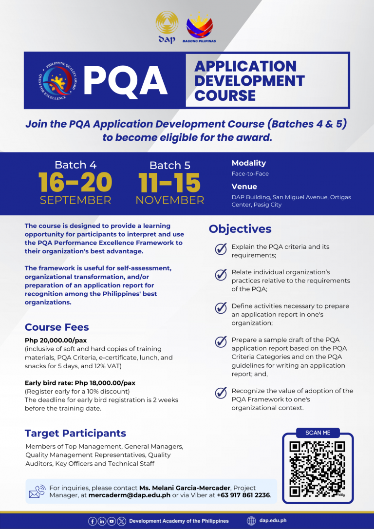 Philippine Quality Award (PQA) Administration | PDC