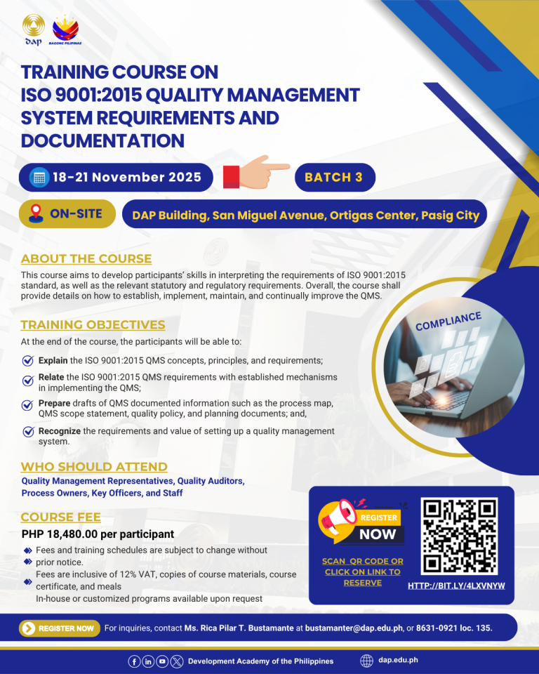 Training Course on ISO 9001:2015 QMS Requirements and Documentation ...